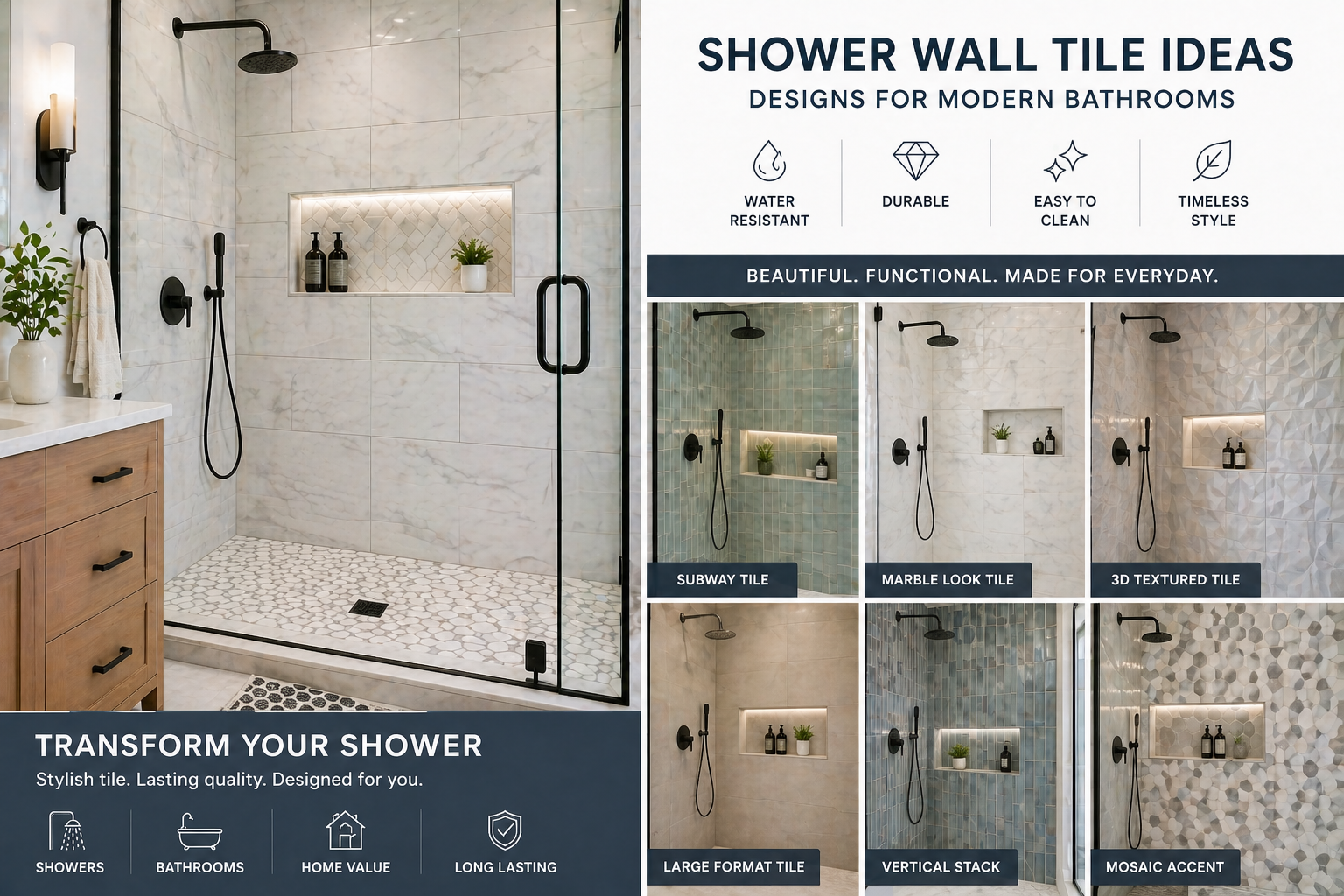 Shower Wall Tile Ideas 2026 | Best Modern Bathroom Designs