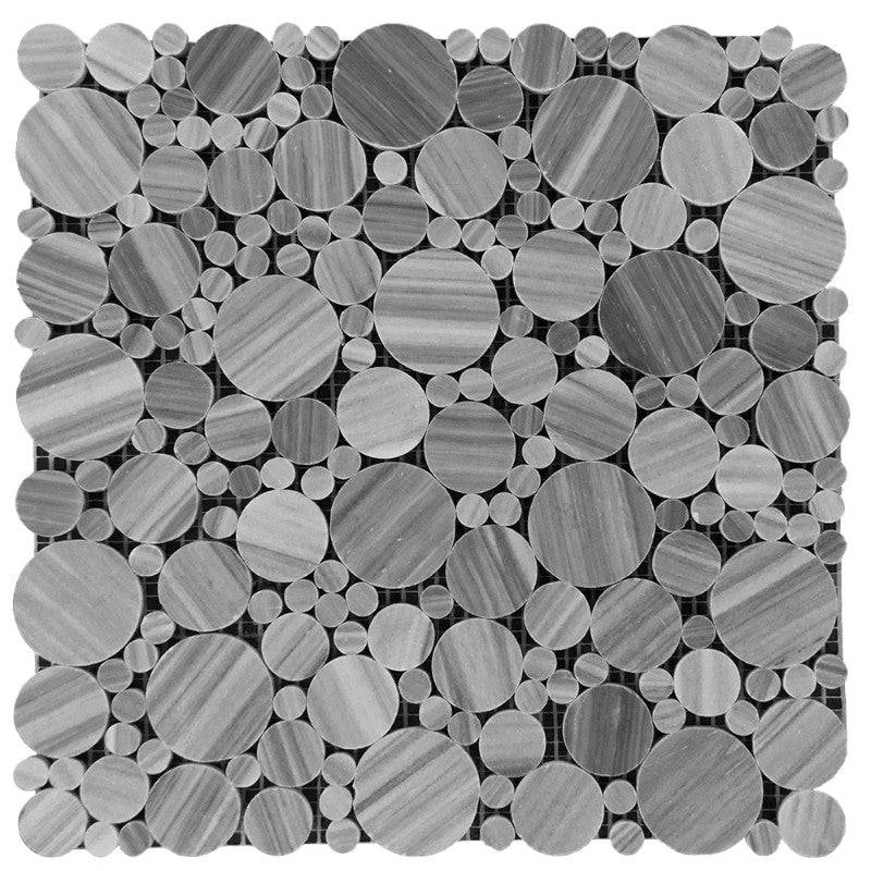Bardiglio Marble Bubble Design Polished Mosaic Tile