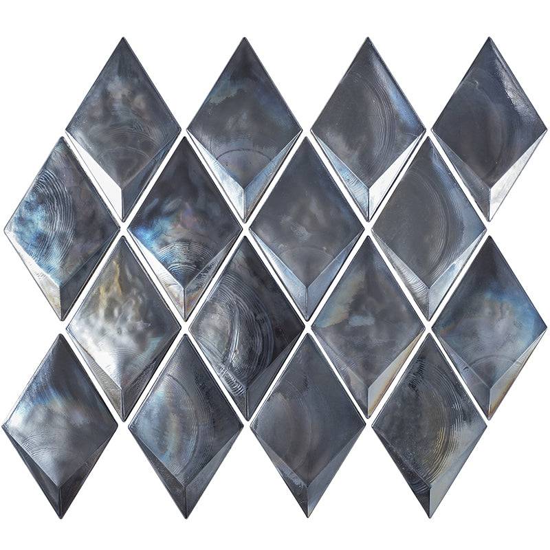 Allure Grey Diamond Glass Mosaic Tile For Kitchen Backsplash and Shower ...
