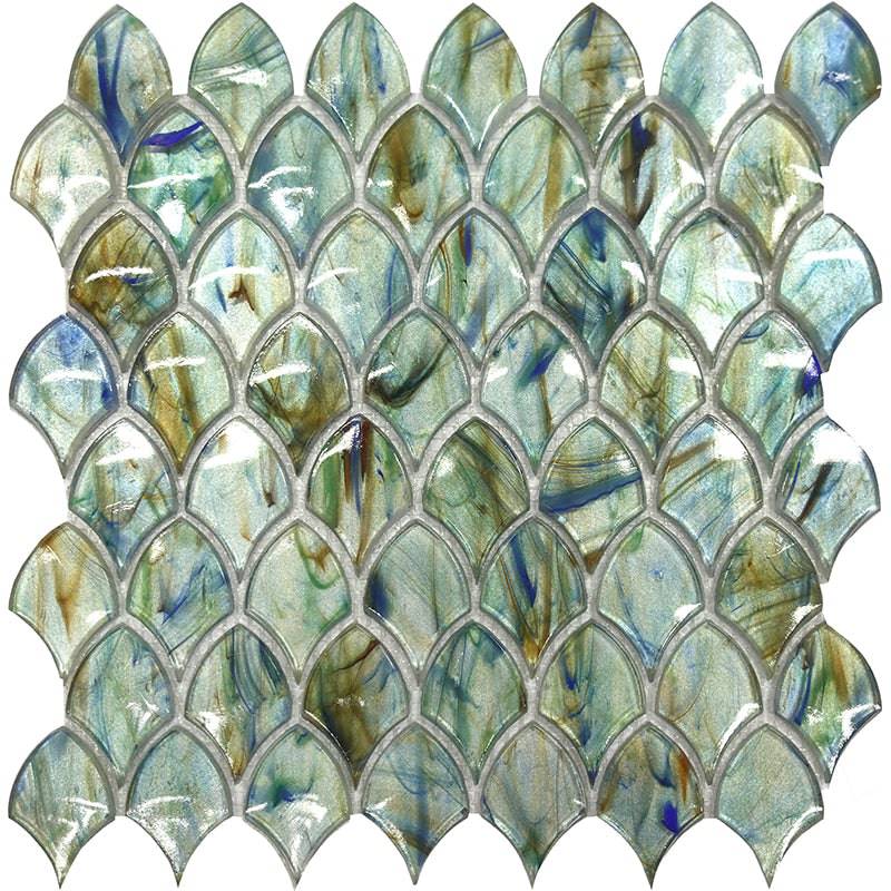 SEAFOAM SCALE GLASS MOSAIC TILE | tilestate
