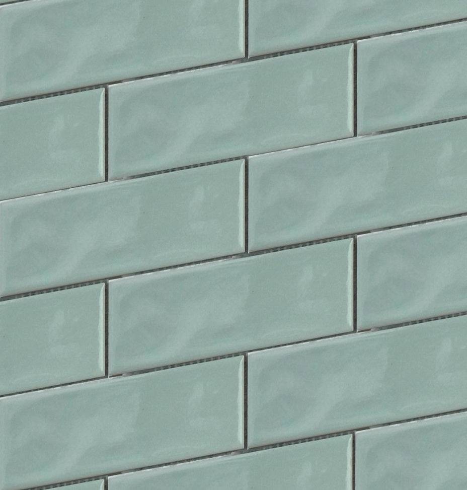 Green 2x6 Beveled Brick Porcelain Mosaic Tile