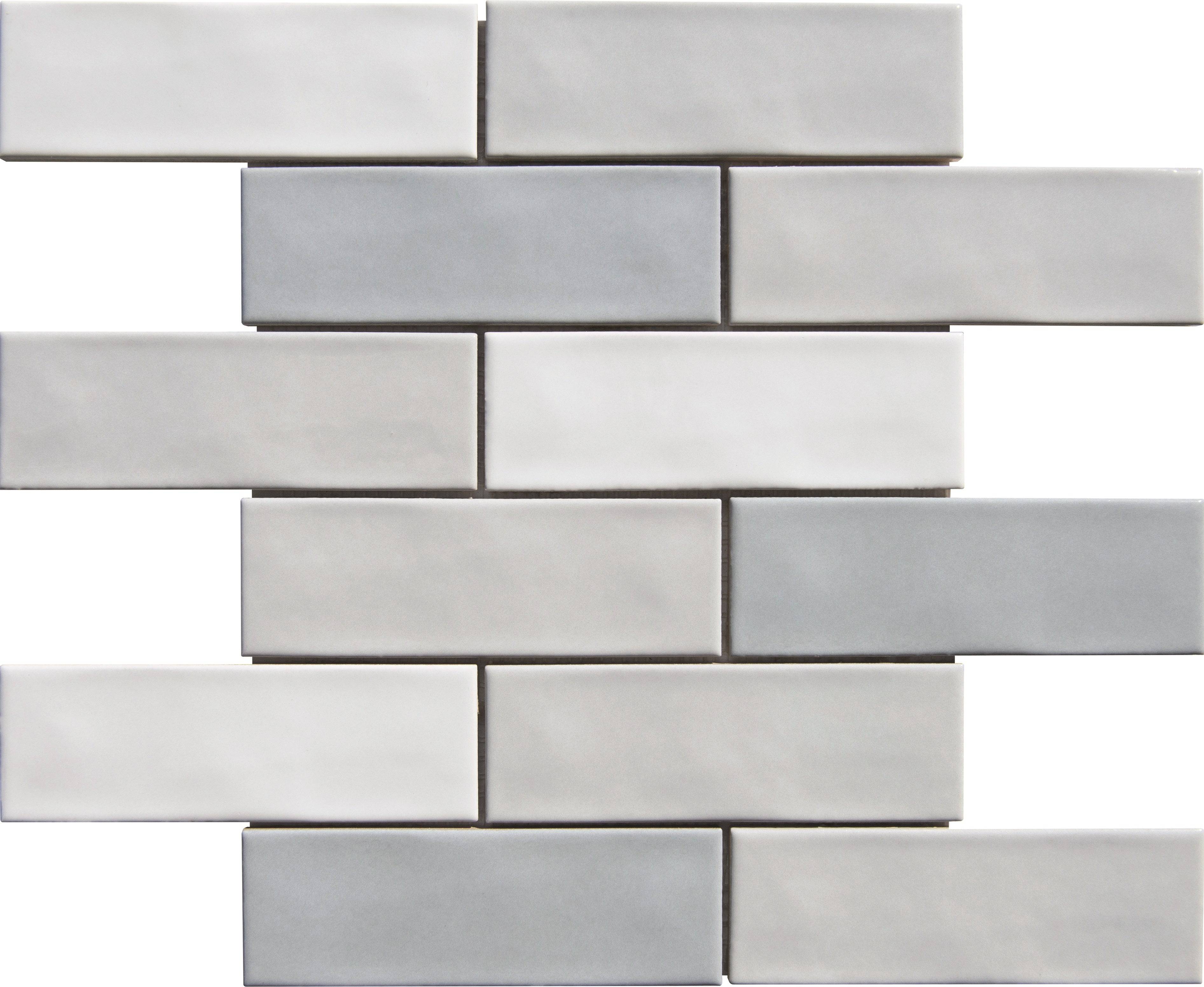 Silver Cloud 2x6 Undulated Brick Porcelain Mosaic Tile | tilestate