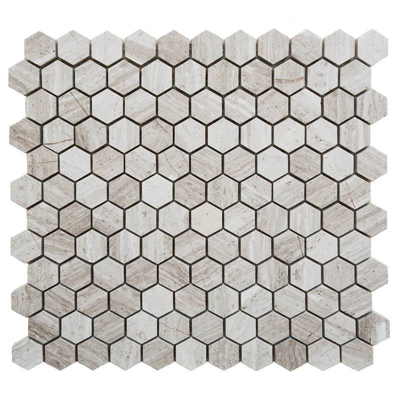 Haisa Light Marble 1x1 Hexagon Honed Mosaic Tile | tilestate