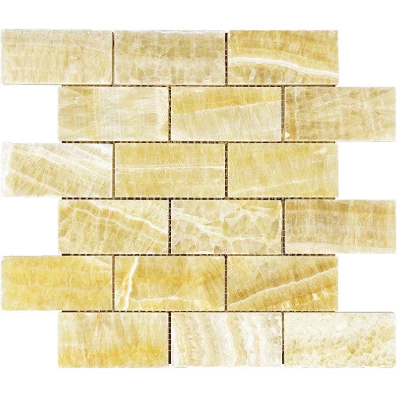 Honey Onyx 2x4 Polished Mosaic Tile | tilestate