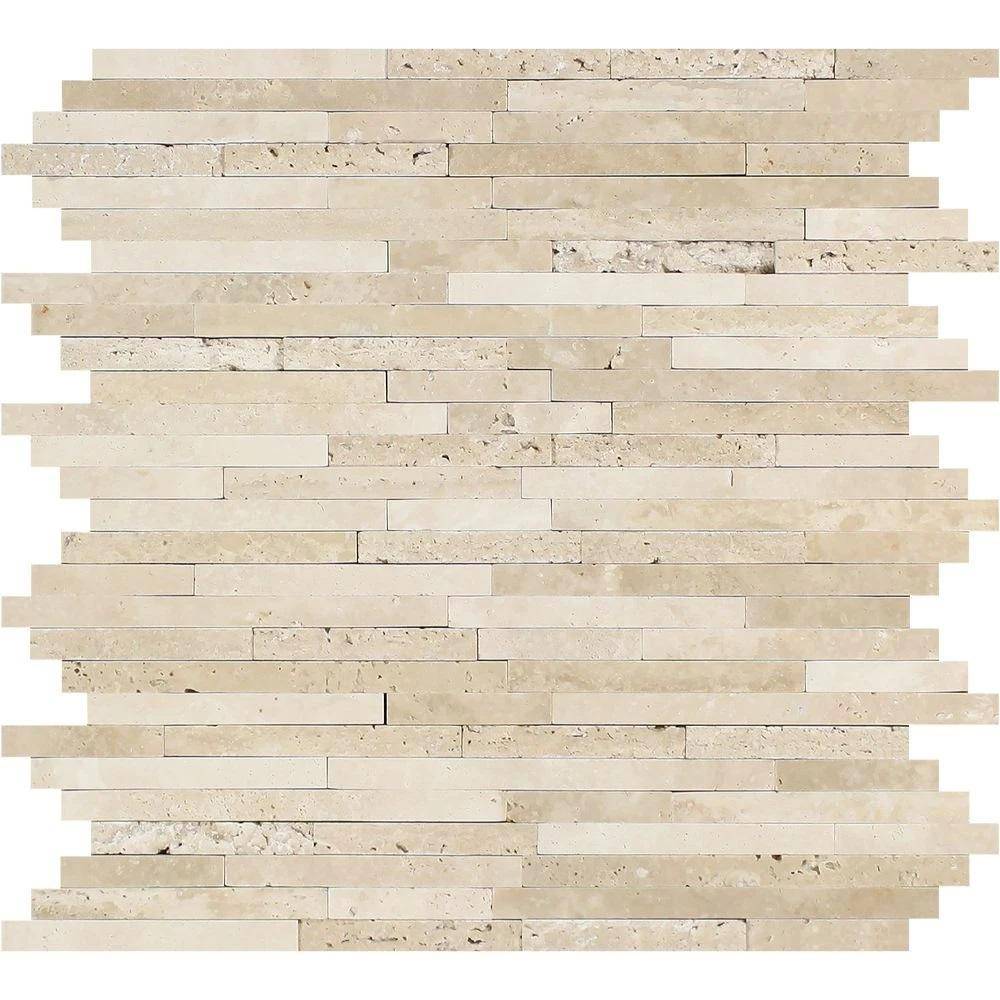 Durango Honed Travertine Small Random Strip Mosaic Tile | tilestate