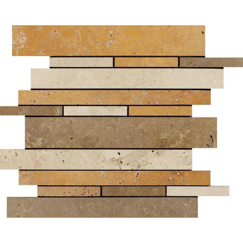 Mixed Travertine Random Insert Honed Mosaic Tile | tilestate