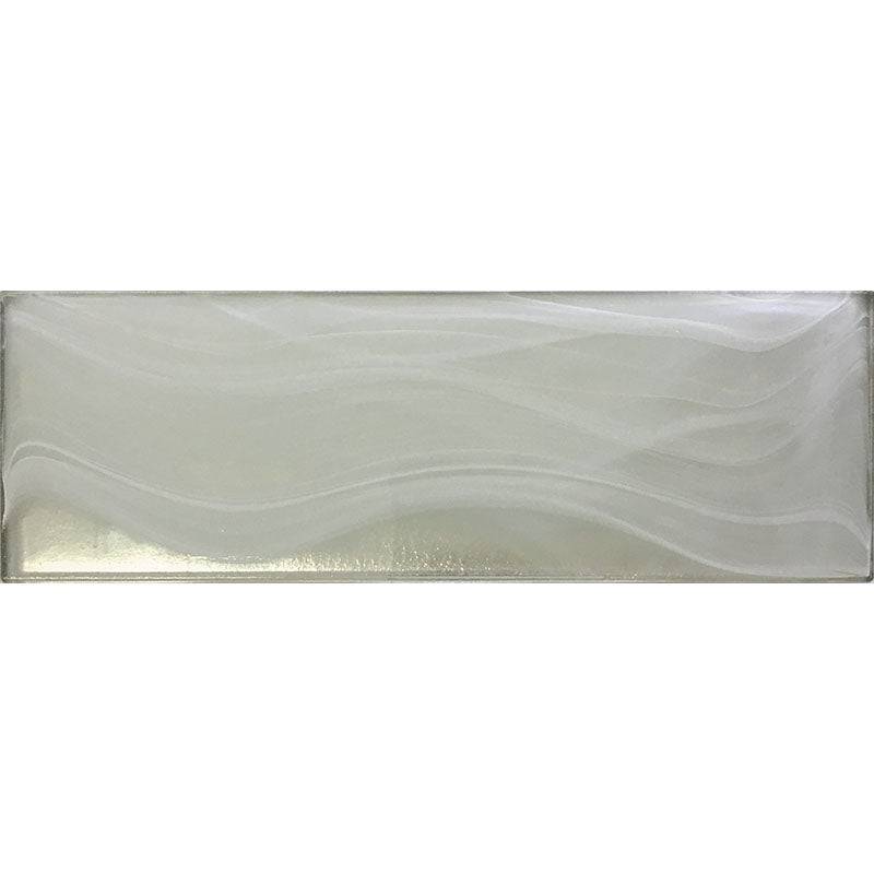 CLOUD 9 SILVER WHITE 3x9 glass Mosaic Tile | TileState