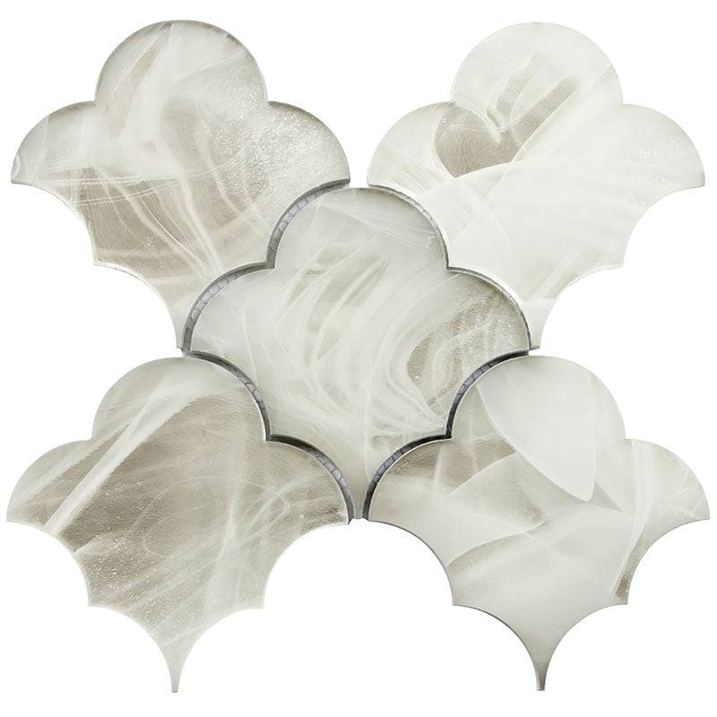 CLOUD 9 SILVER WHITE ATLAS glass Mosaic Tile | TileState