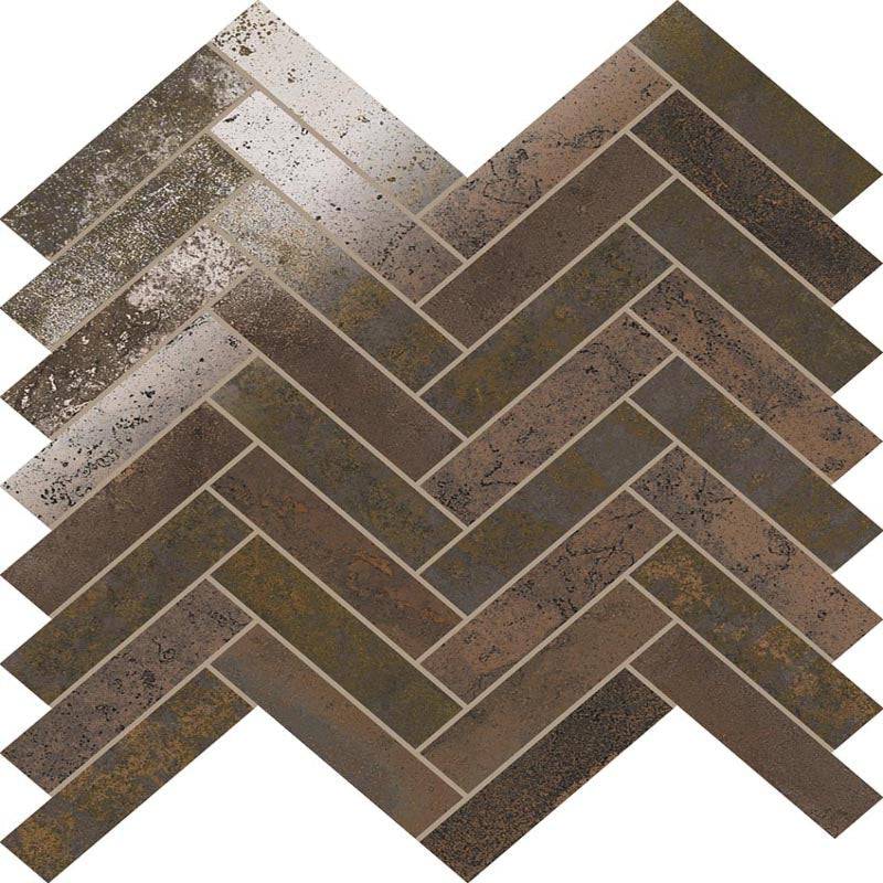 STELLAR COPPER HERRINGBONE Porcelain Mosaic Tile | tilestate