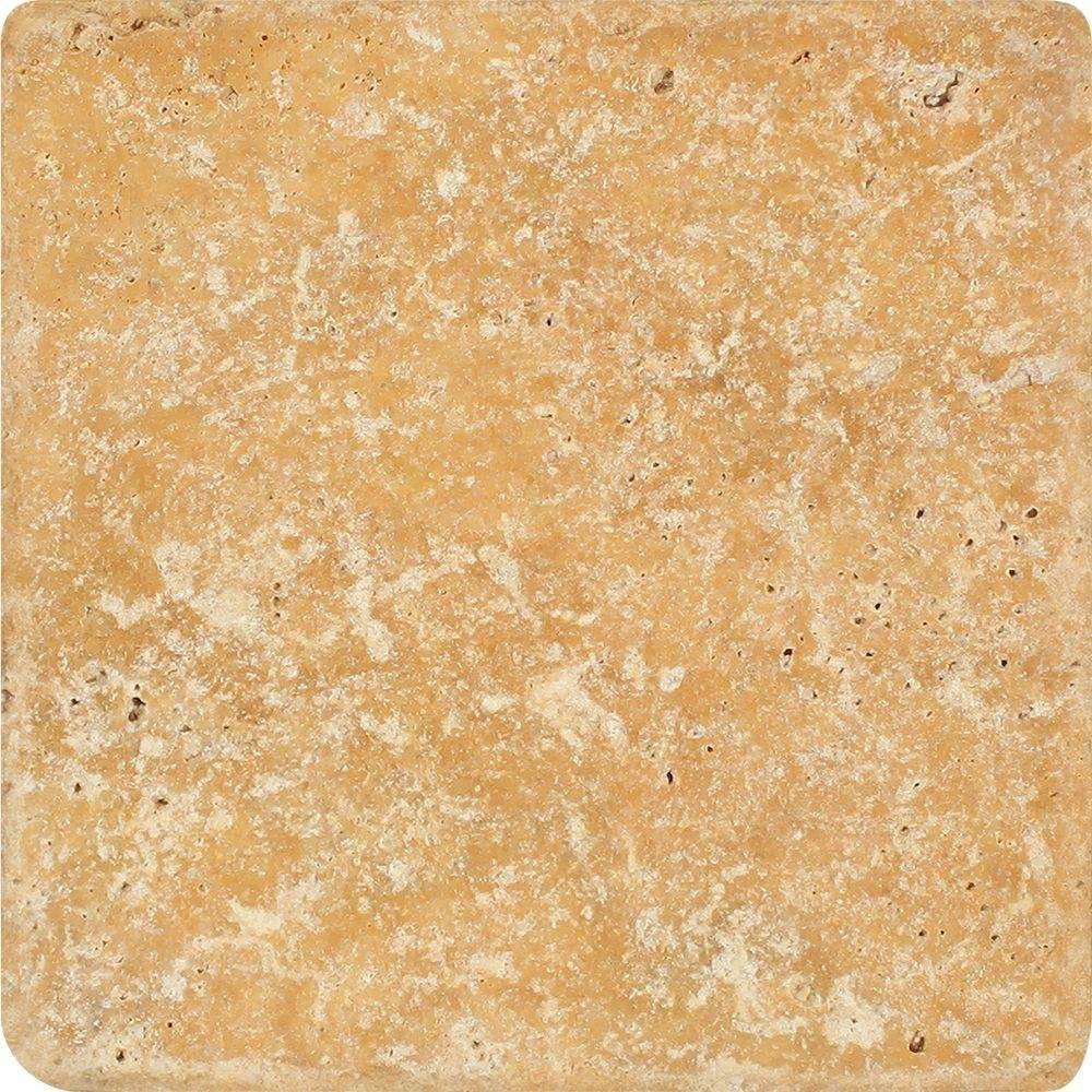 Gold Travertine 6x6 Tumbled Tile | tilestate